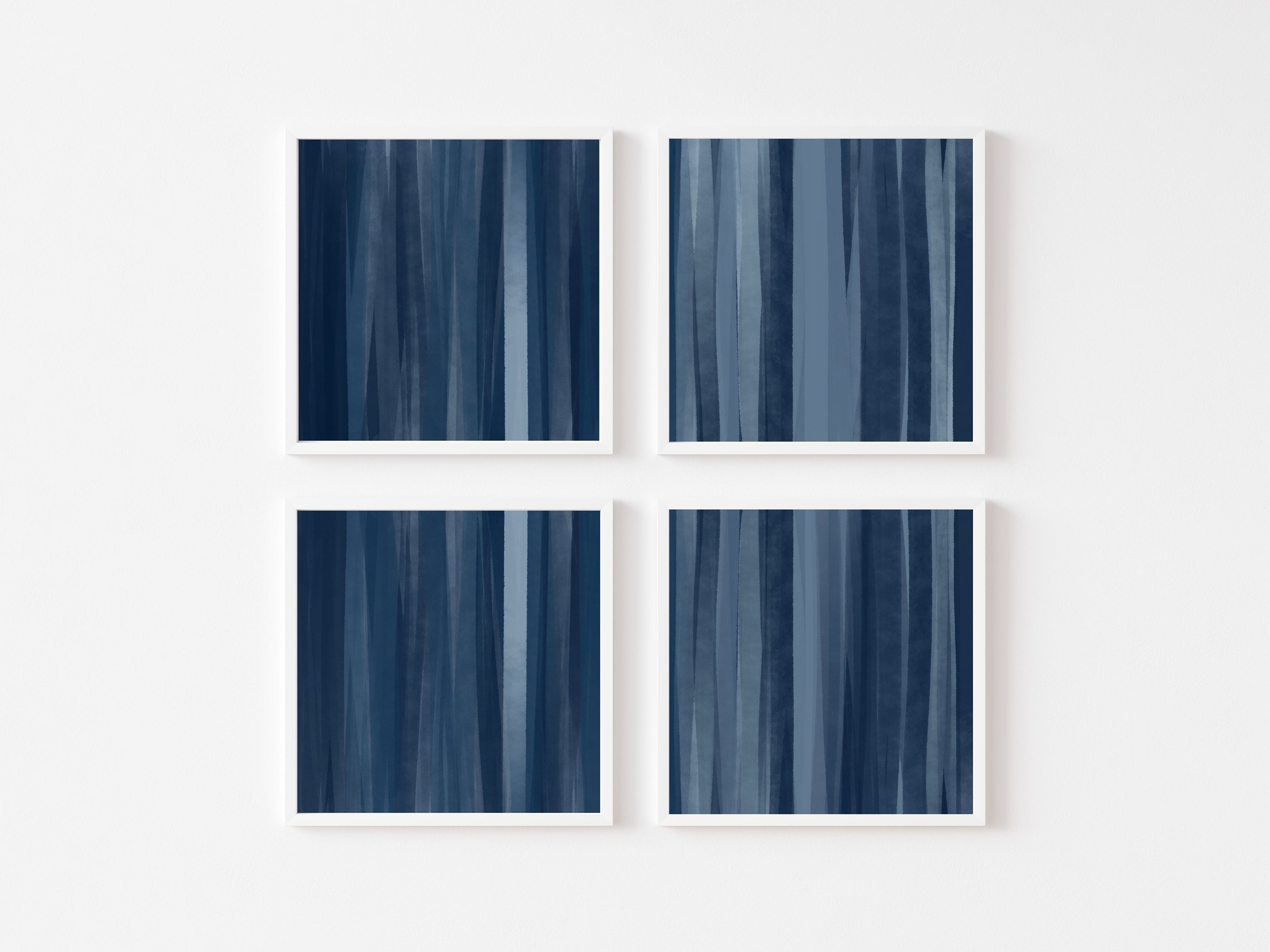 Blue Art Set, Living Room Poster Set, Blue Set of 4, 4 Poster Set ...