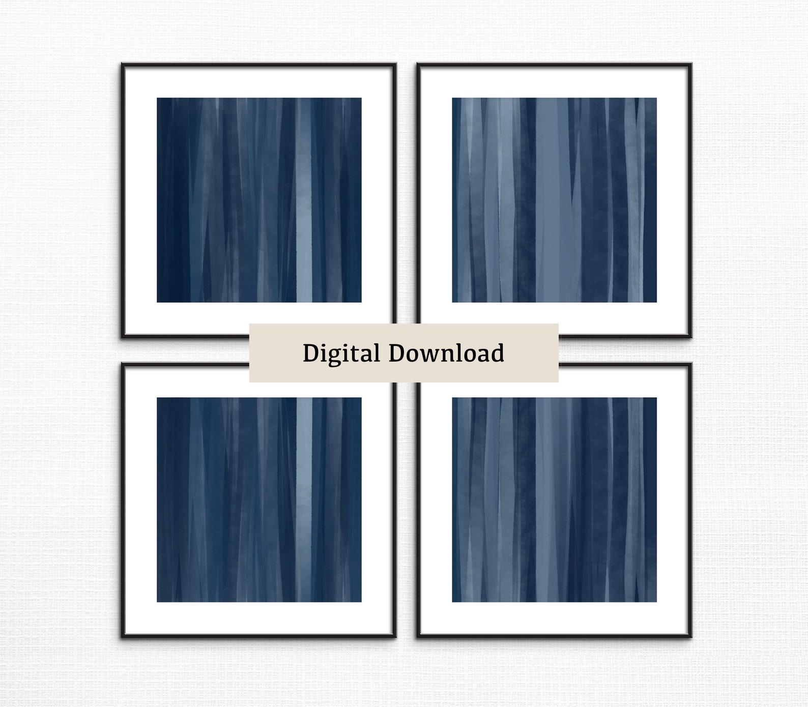 Blue Art Set, Living Room Poster Set, Blue Set of 4, 4 Poster Set ...