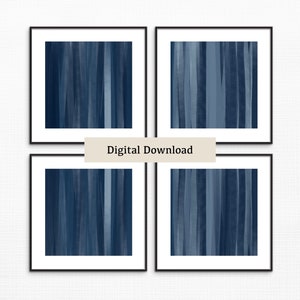 Blue Art Set, Living Room Poster Set, Blue Set of 4, 4 Poster Set ...