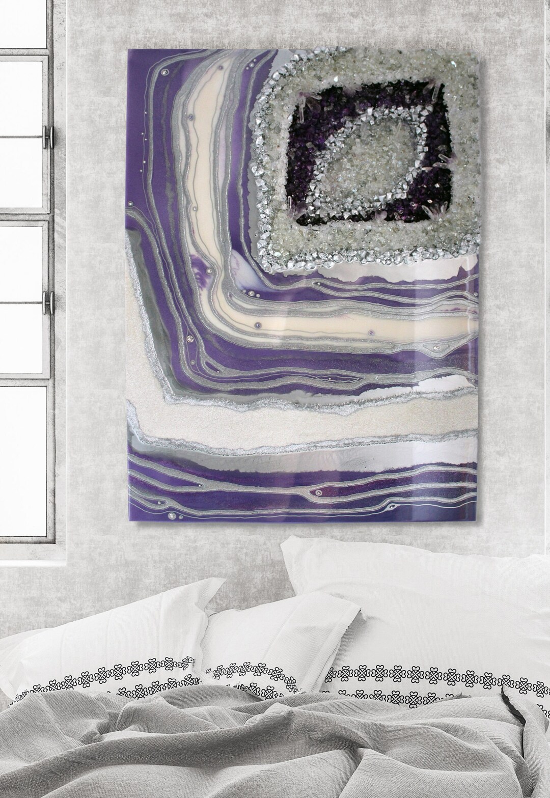 Resin Art, Geode Art, Rock Crystal, Amethyst, Geode Art, Mural, Wall ...