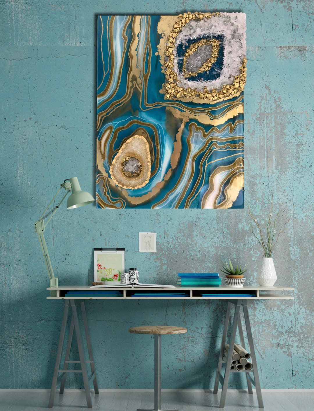 Resin Art, Geode Art, Rock Crystal, Geode Art, Mural, Wall Art, Epoxy ...