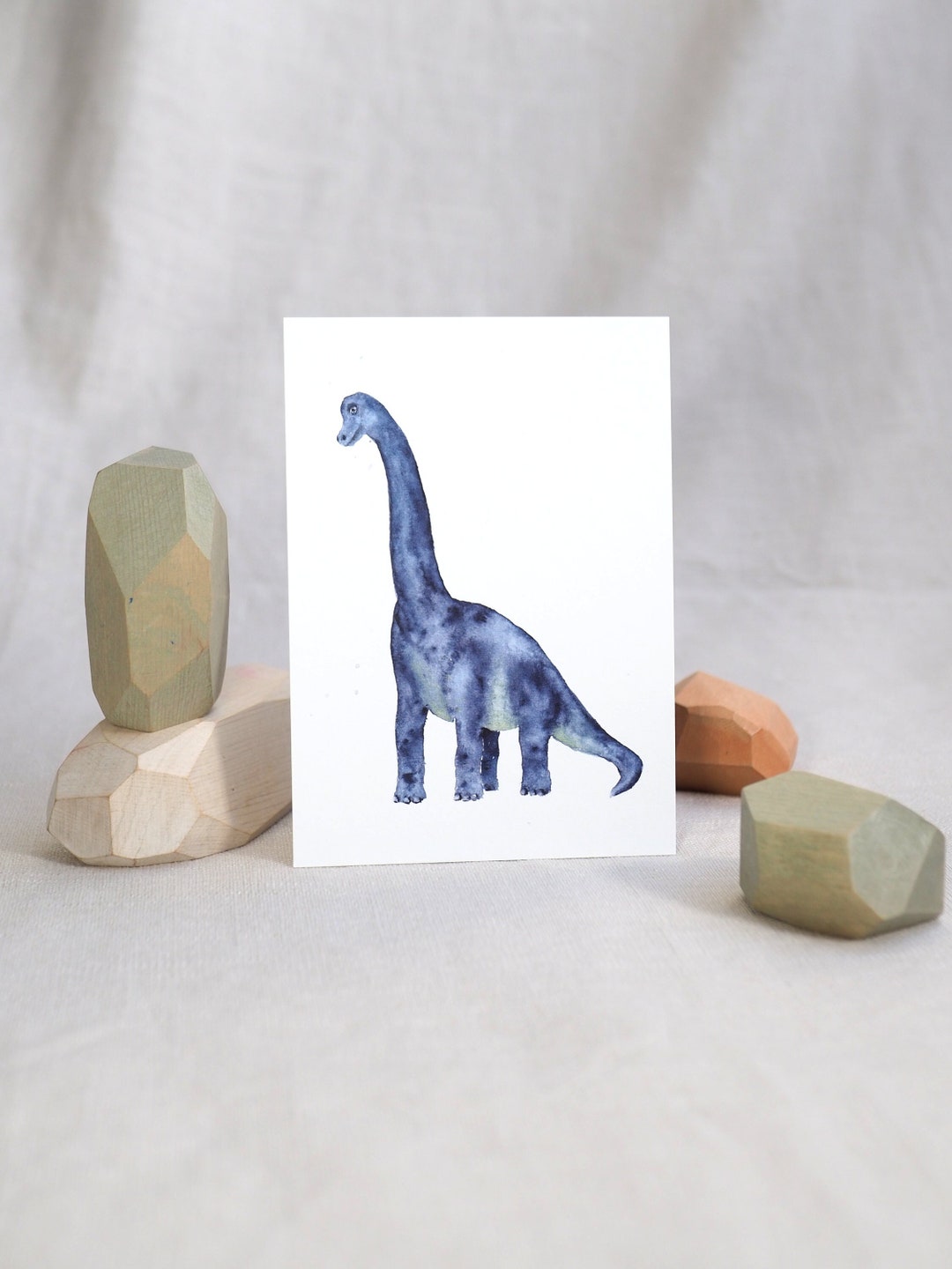 Brachiosaurus Postcard / Dinosaur Card / Watercolor Postcard - Etsy