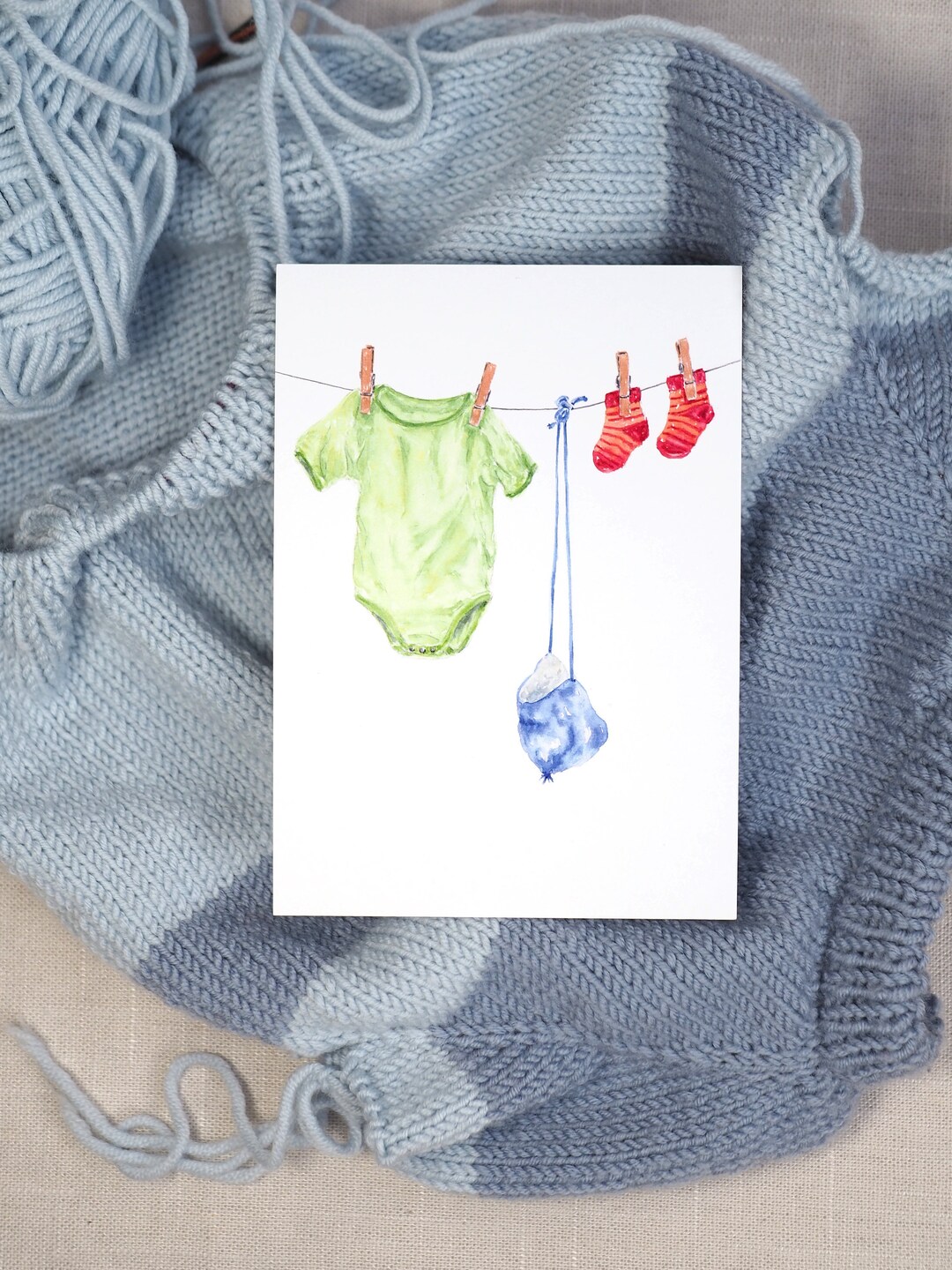 Postcard Birth Card / Postcard Baby / Baby Card / Watercolor Card - Etsy