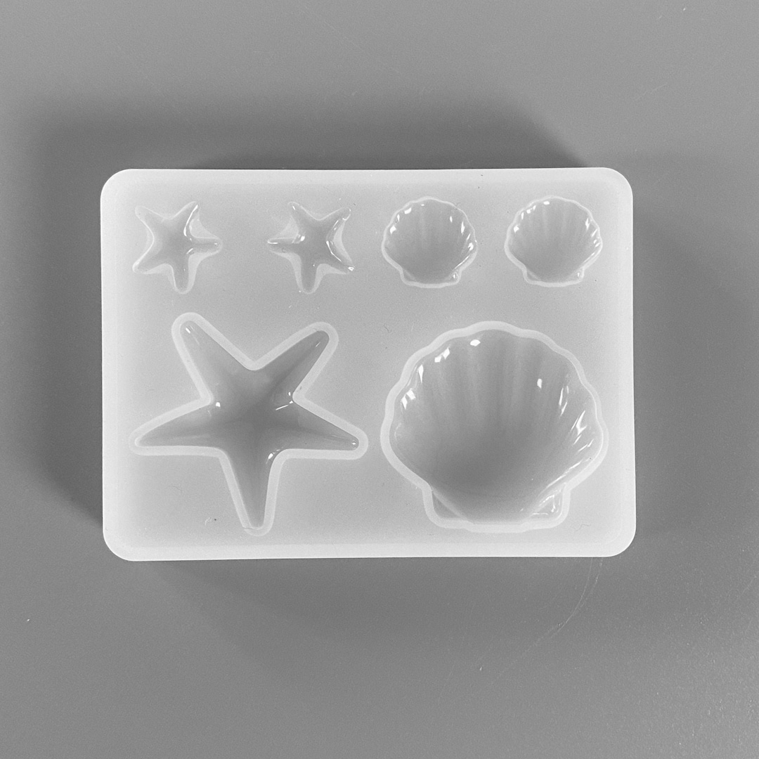 6 pc Glossy Shell Mould, Starfish mould, mould for resin , shell mould ...