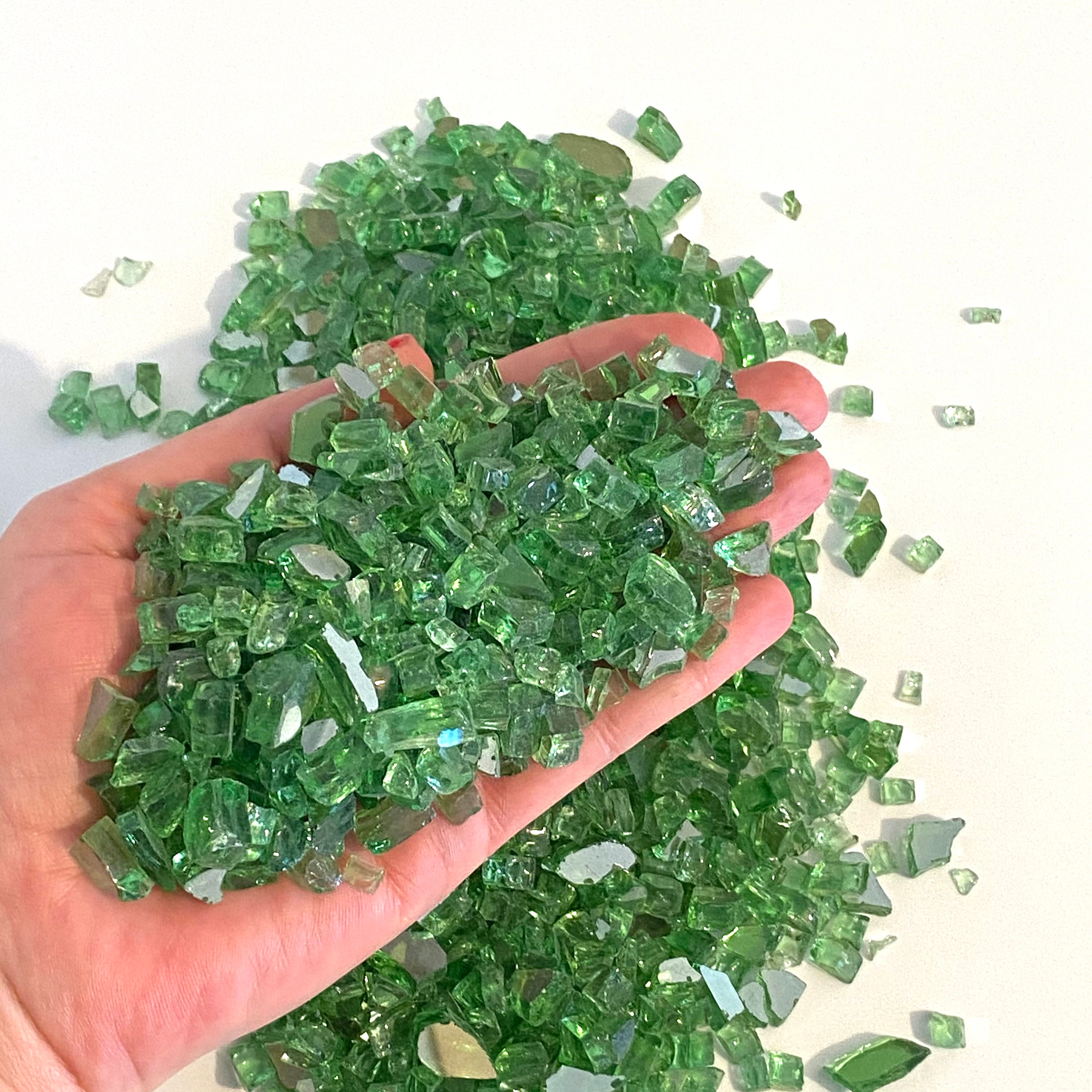 Mirrored GREEN Reflective Fire Glass Tempered Glass Crushed - Etsy UK