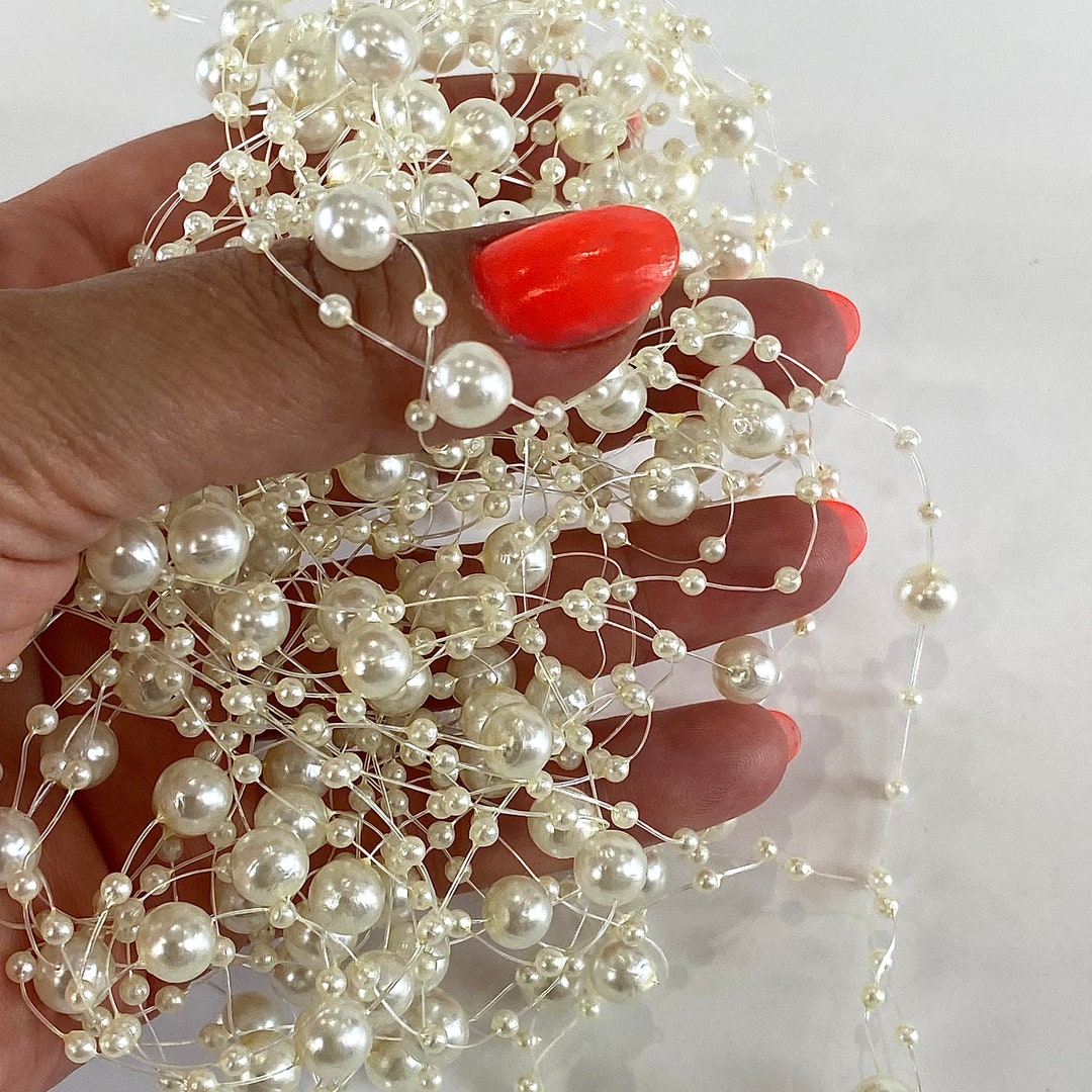 Ivory Pearl Garland on String, Pearl Chain, Garland for Sewing, Wedding ...