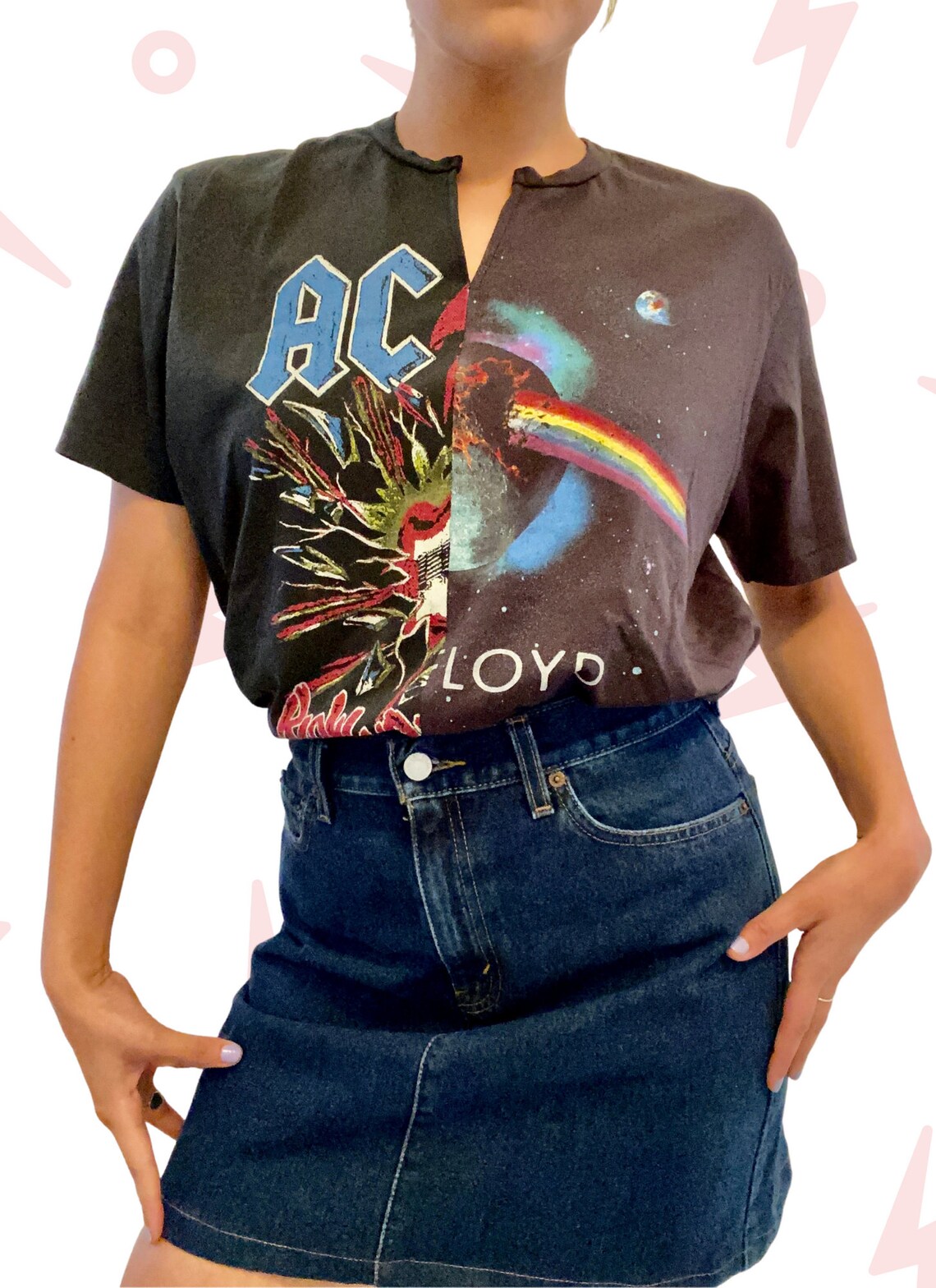 Grunge Tee Vintage T Shirt Custom Shirts Upcycled Spliced | Etsy