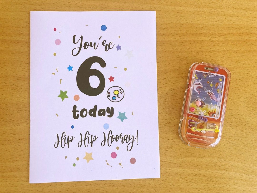 Printable 6th Birthday Card, 6th Birthday, 6 Today, 6 Years, Kids ...