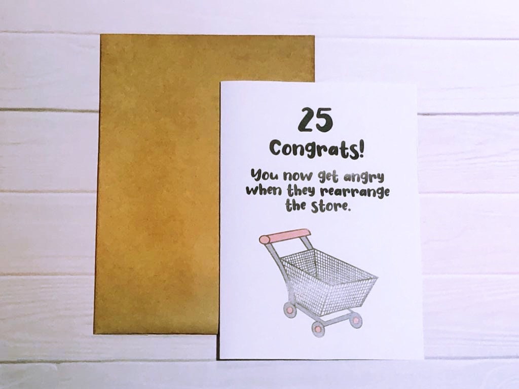 Printable 25th Birthday Card, 25th Birthday Card, Funny Birthday Card ...