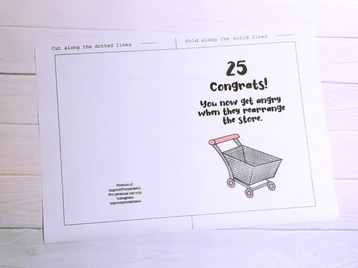 Printable 25th Birthday Card, 25th Birthday Card, Funny Birthday Card ...