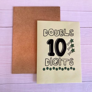 Printable 10th Birthday Card, 10th Birthday Card, Double Digits, Kids ...