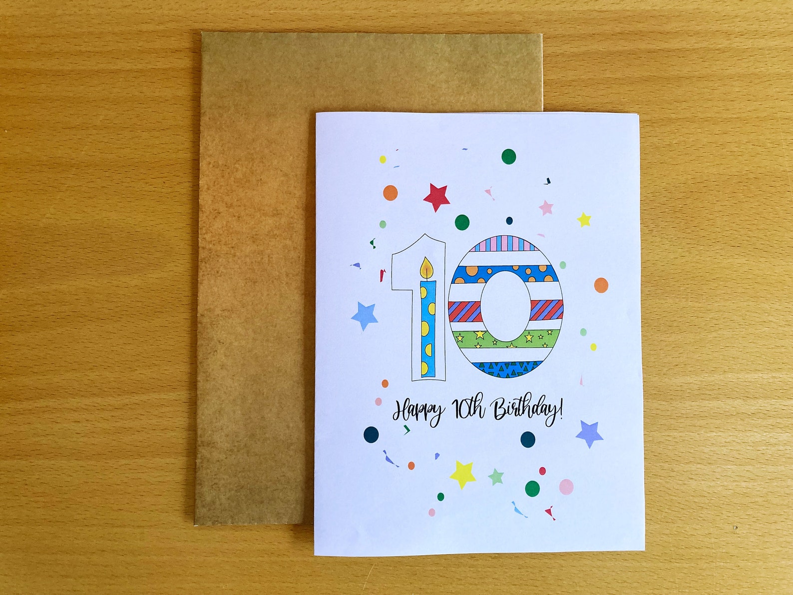 Printable 10th Birthday Card, 10th Birthday Card, Instant Download ...