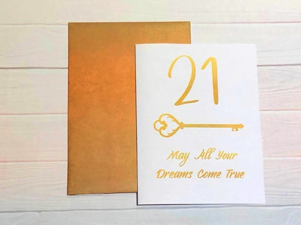 Printable 21st Birthday Card, Elegant, Gold Foil Effect, Classy 21st ...