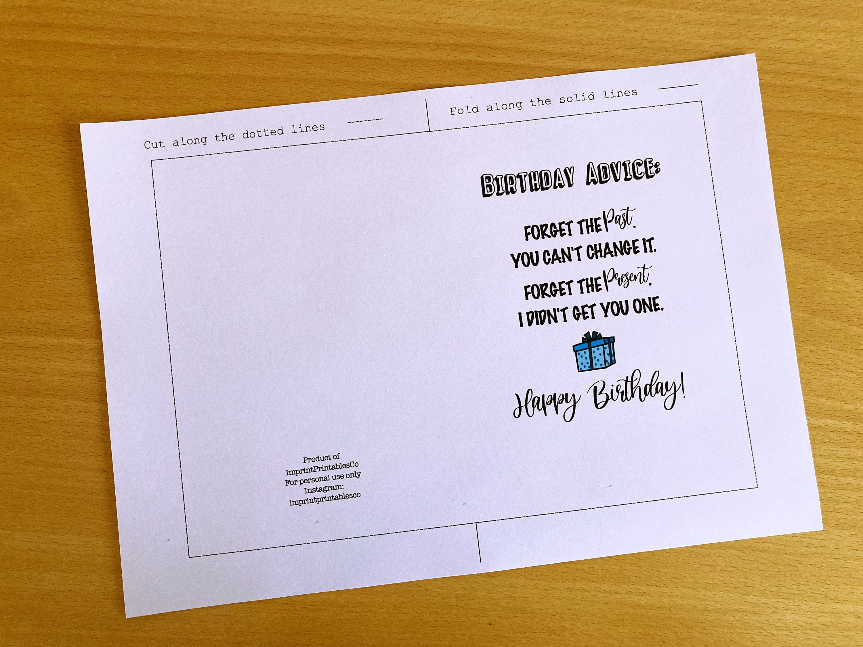 Printable Funny Birthday Card, Birthday Advice, Sibling Card, Friend ...