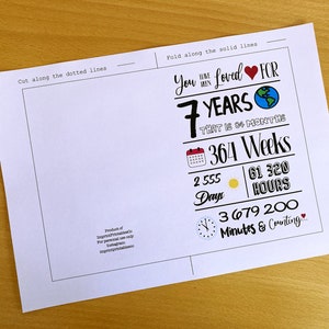 Printable 7th Birthday Card, Loved for 7 Years, 7th Birthday, Instant ...