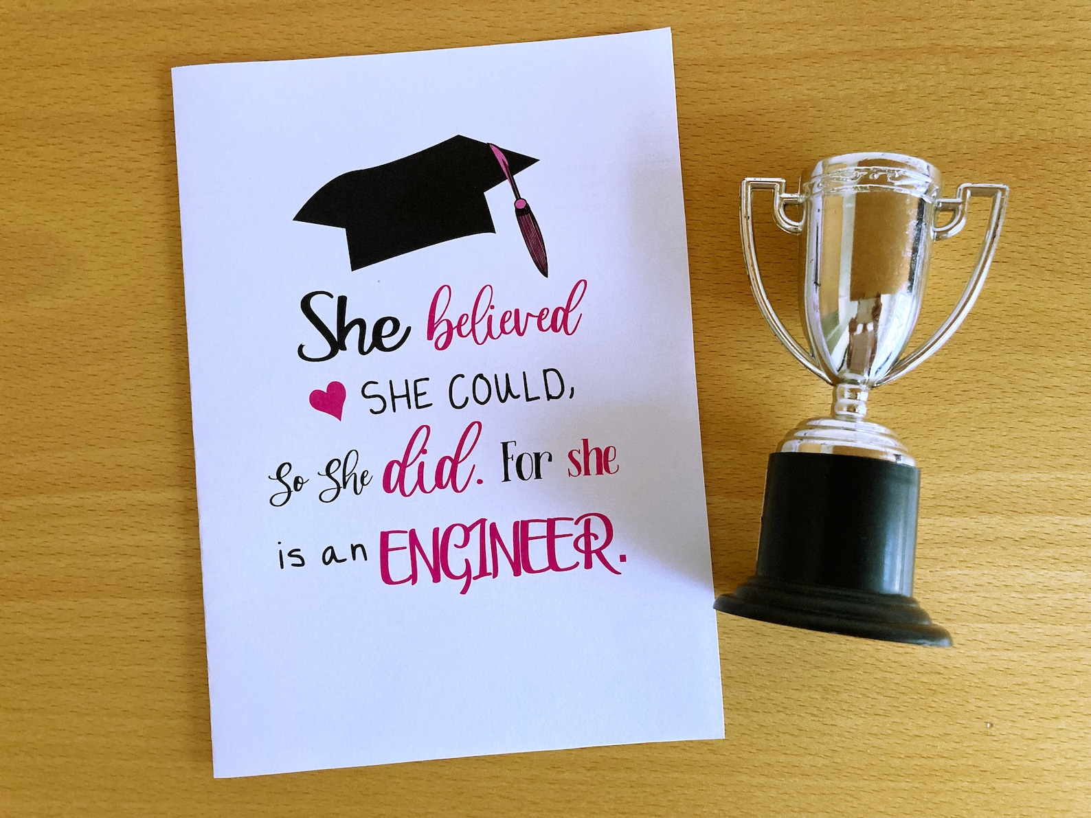 Printable Engineer Graduation Card, Engineering Graduate, She Believed ...
