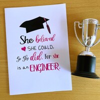 Printable Engineer Graduation Card, Engineering Graduate, She Believed ...