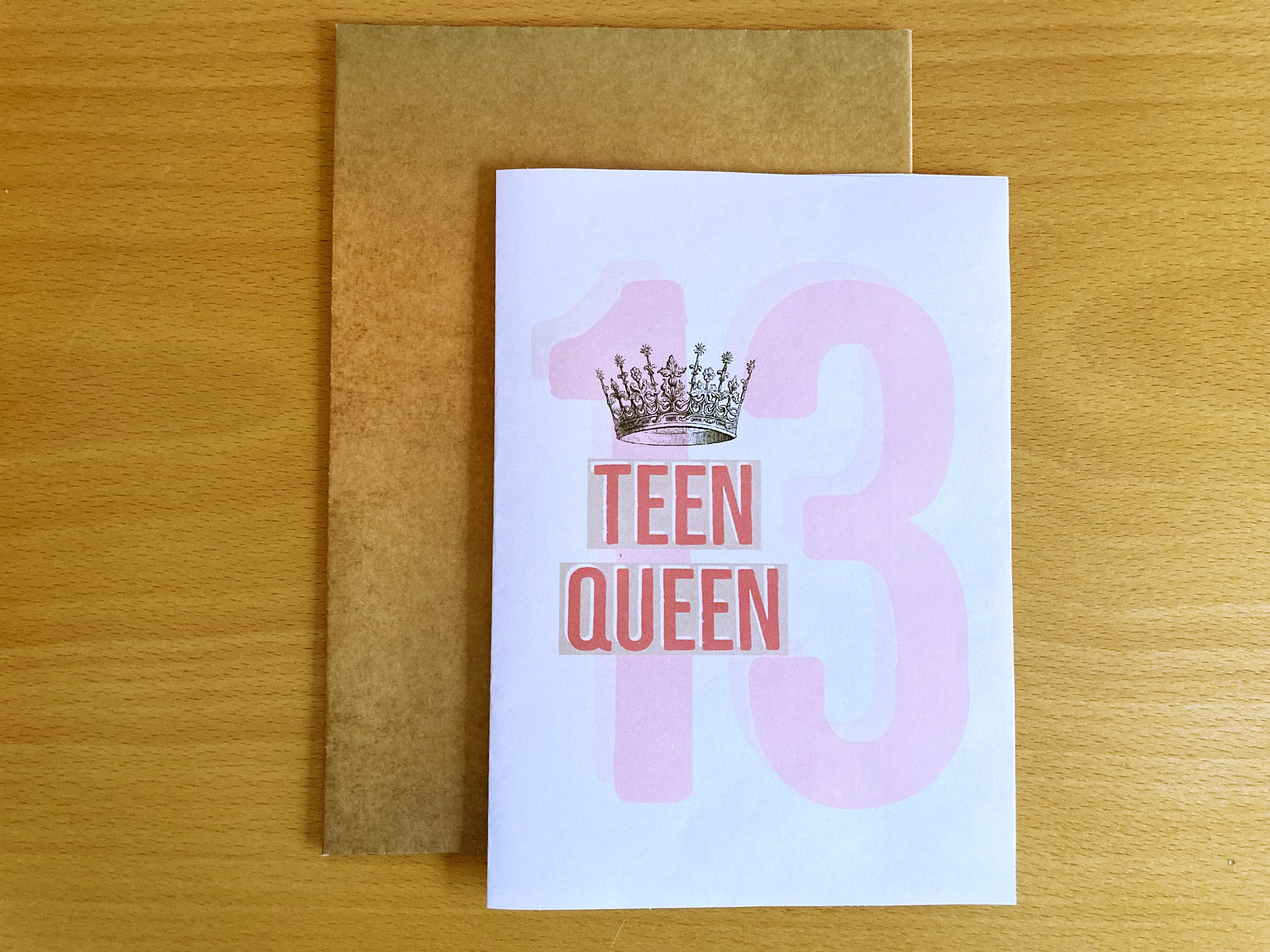 Printable 13th Birthday Card, Teen Queen, 13th Birthday Card, Instant ...