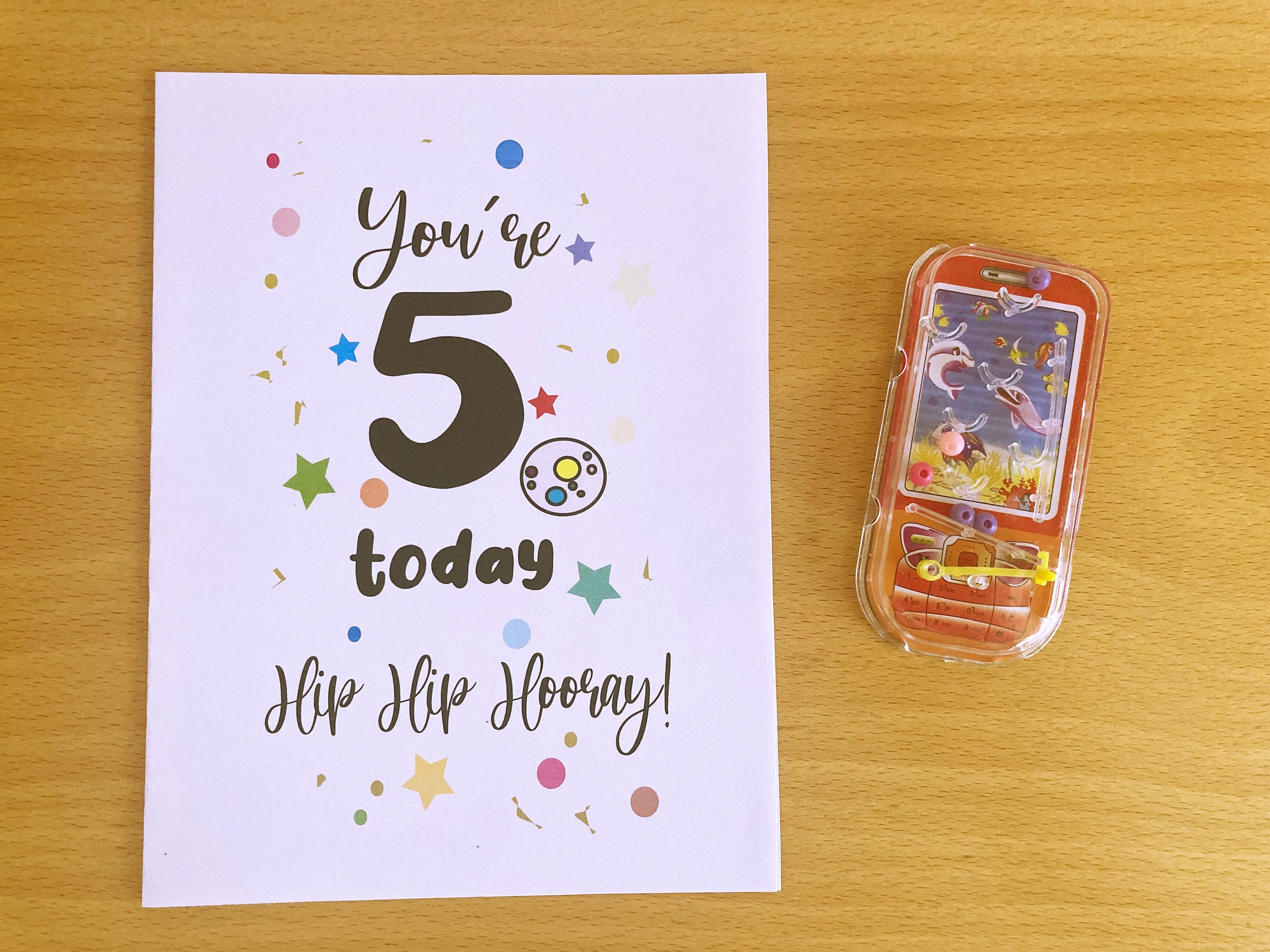 Printable 5th Birthday Card, 5 Today, 5th Birthday, Kids Birthday Card ...