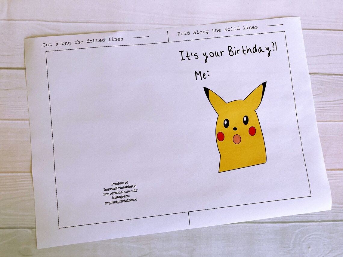 Pokemon Meme Birthday Card, Printable Birthday Card, Instant Download ...