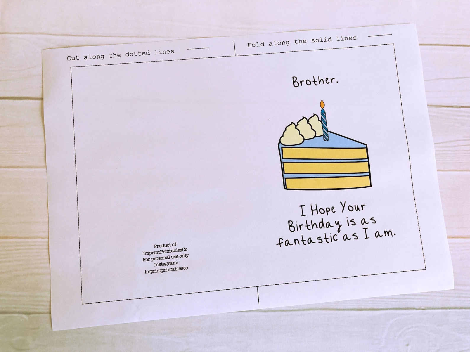 Printable Brother Birthday Card, Brother Birthday, Funny Sibling ...