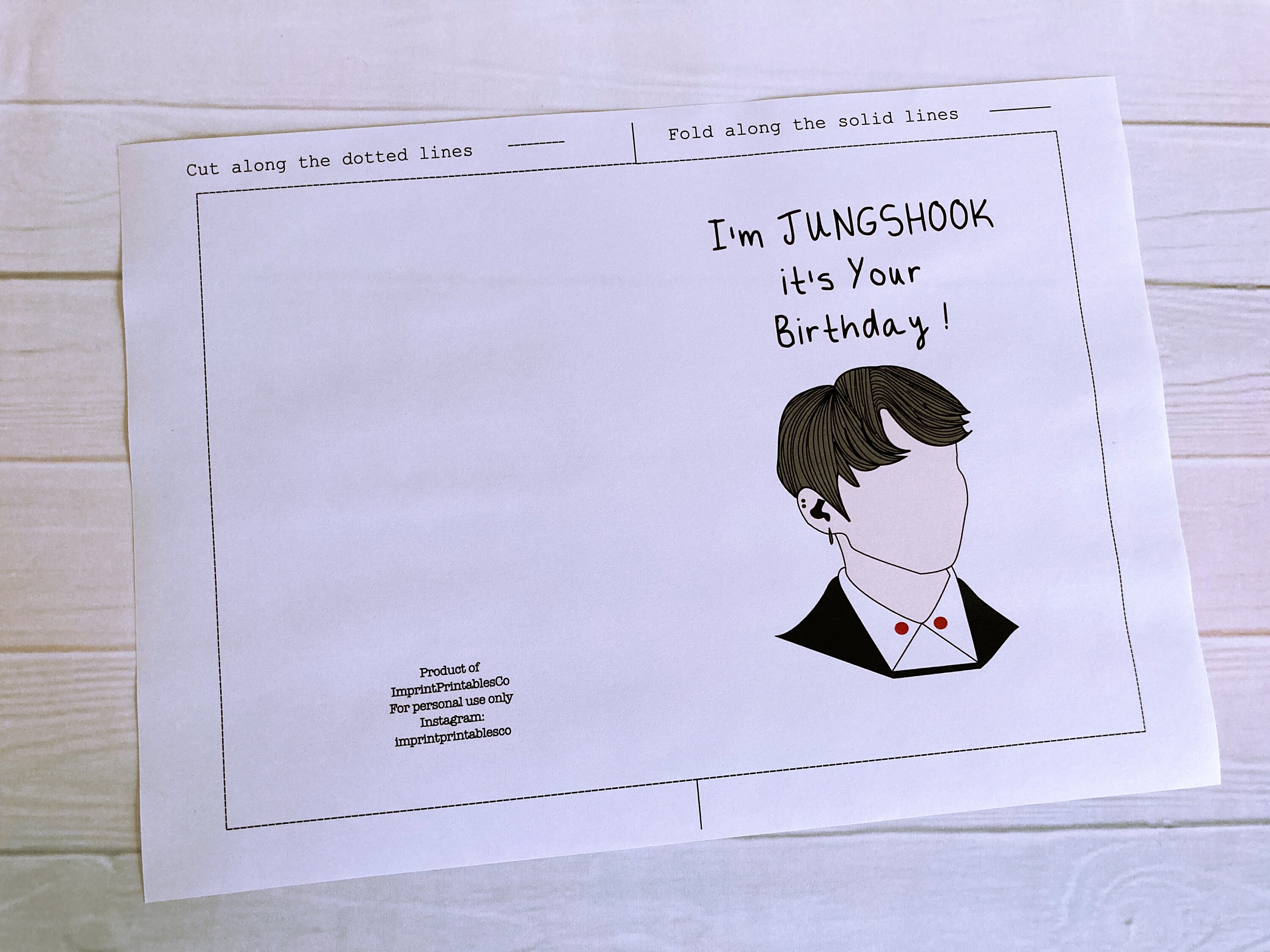 Printable BTS Birthday Card, Jungkook, KPOP, Bangtan Boys, BTS Birthday ...