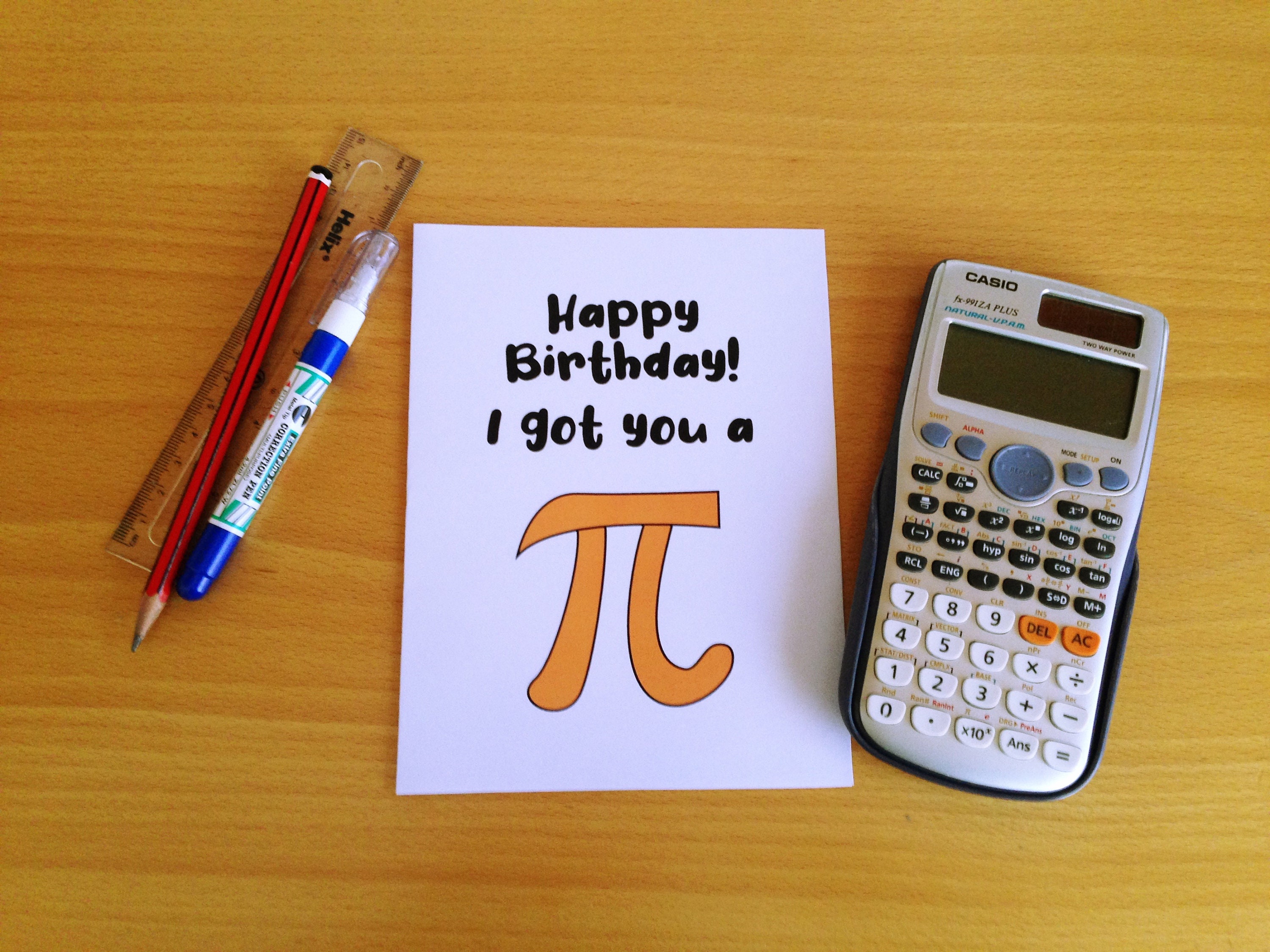 Printable Birthday Card, Geeky Pie Birthday Card, Math Pun Birthday ...