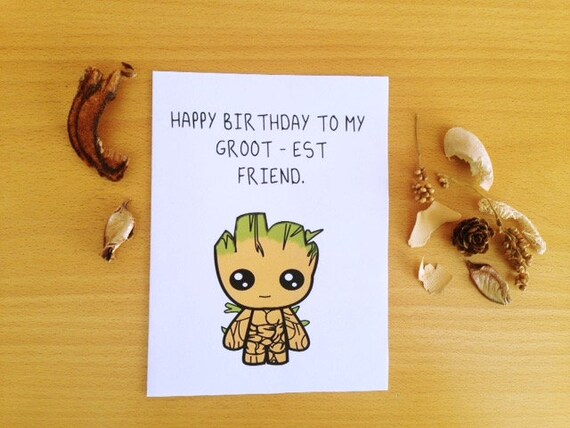 Friend Birthday Card Printable Best Friend Groot Marvel | Etsy