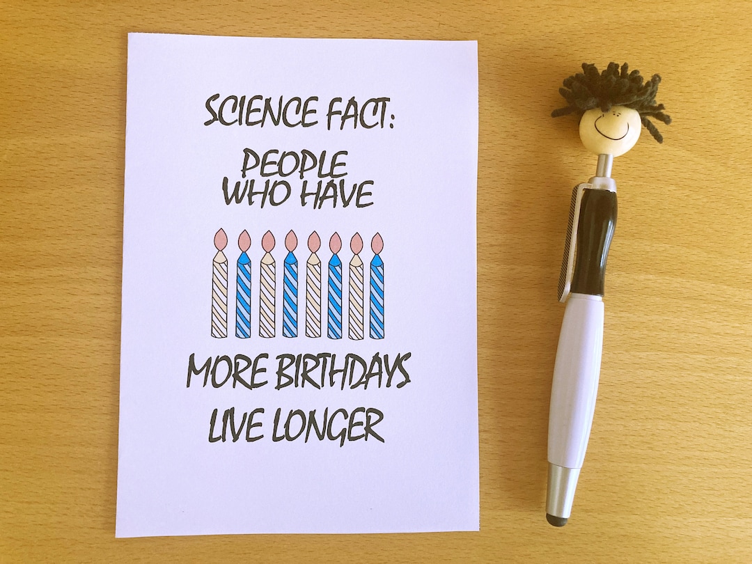 Printable Science Birthday Card, Geeky Birthday Card, Science Fact Card ...