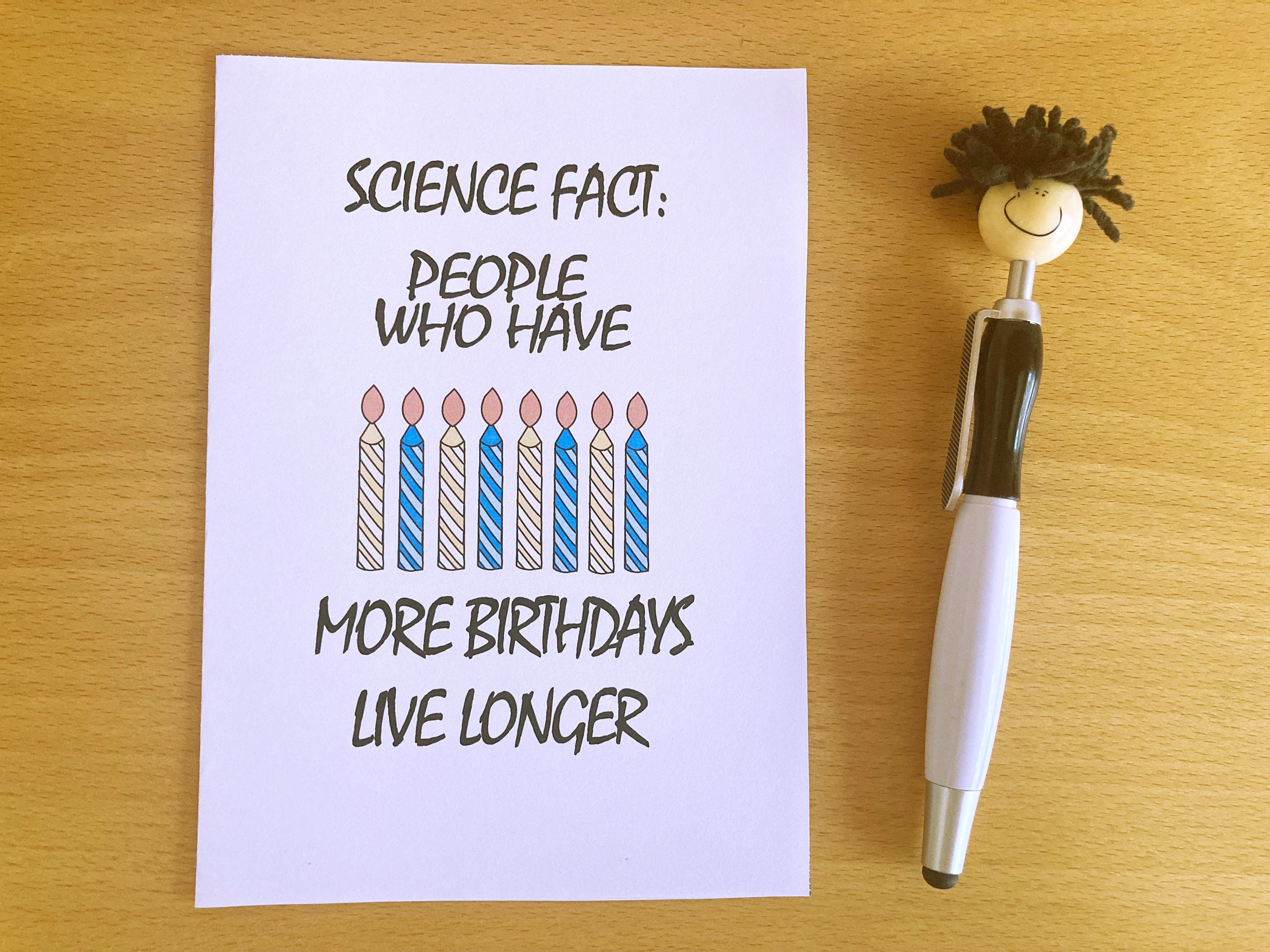 Printable Science Birthday Card, Geeky Birthday Card, Science Fact Card ...