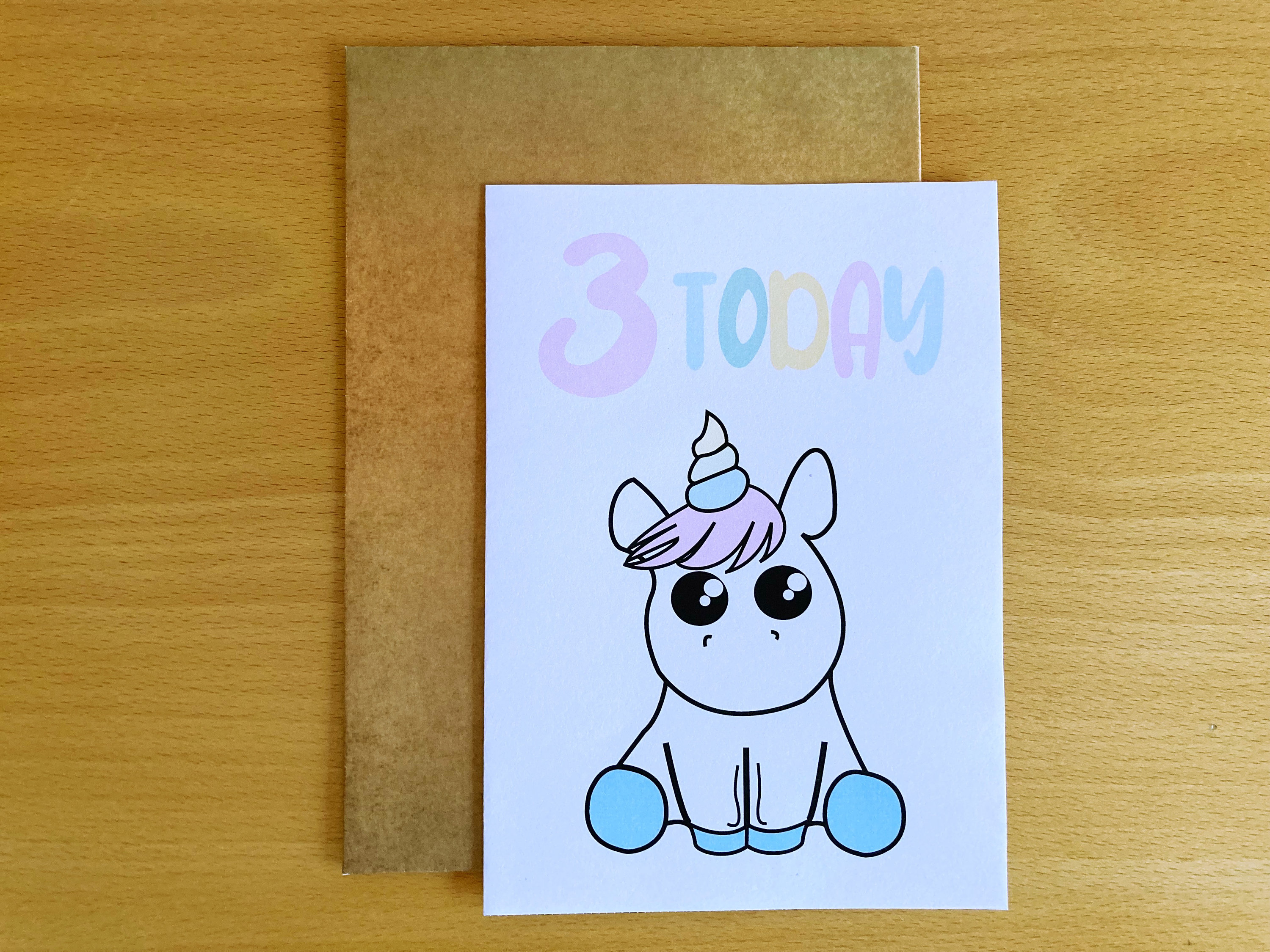 Printable 3rd Birthday Card Third Birthday 3 Today Cute - Etsy