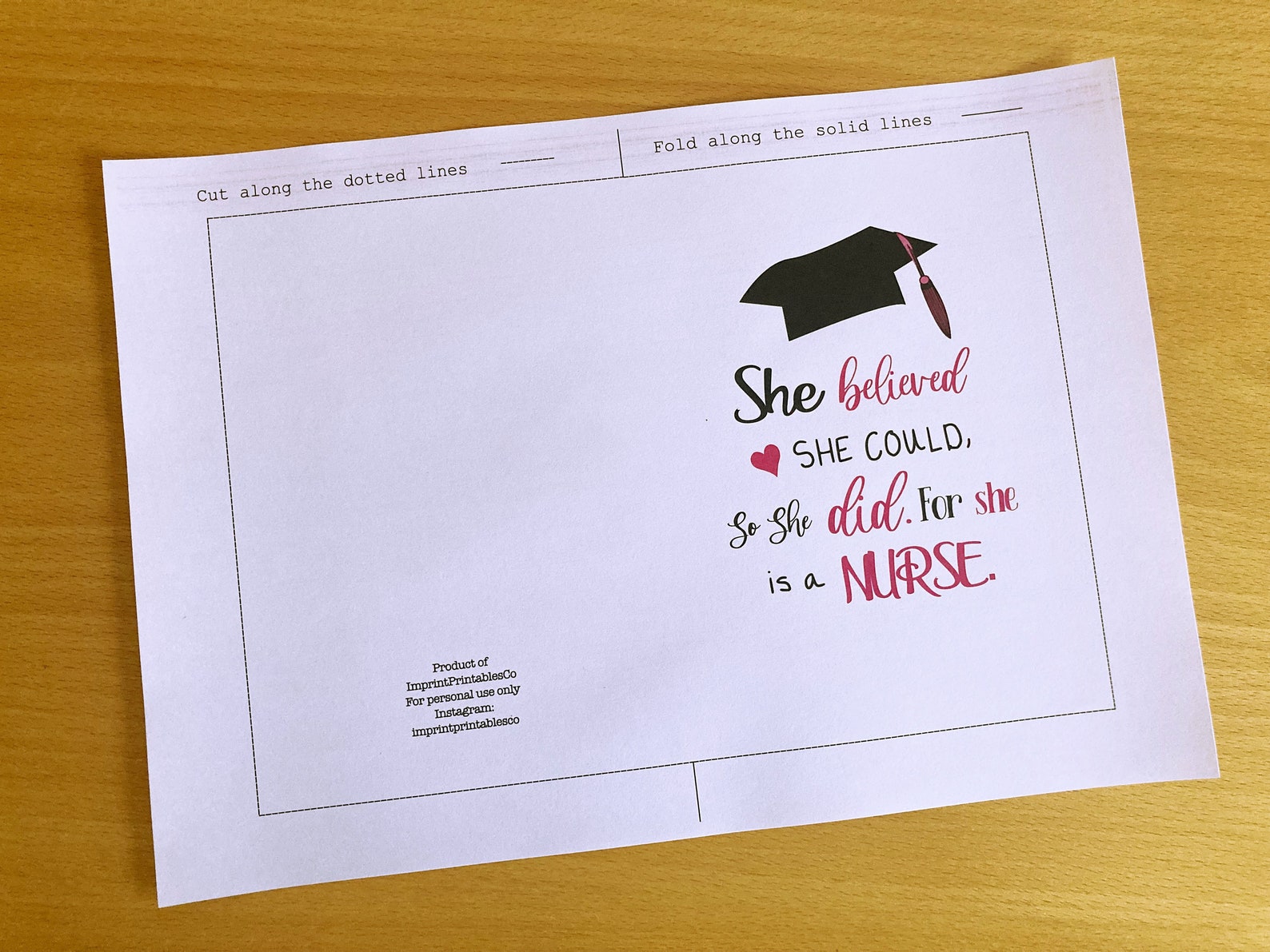 Printable Nurse Graduation Card, Nurse Graduation, Nursing Student, She ...