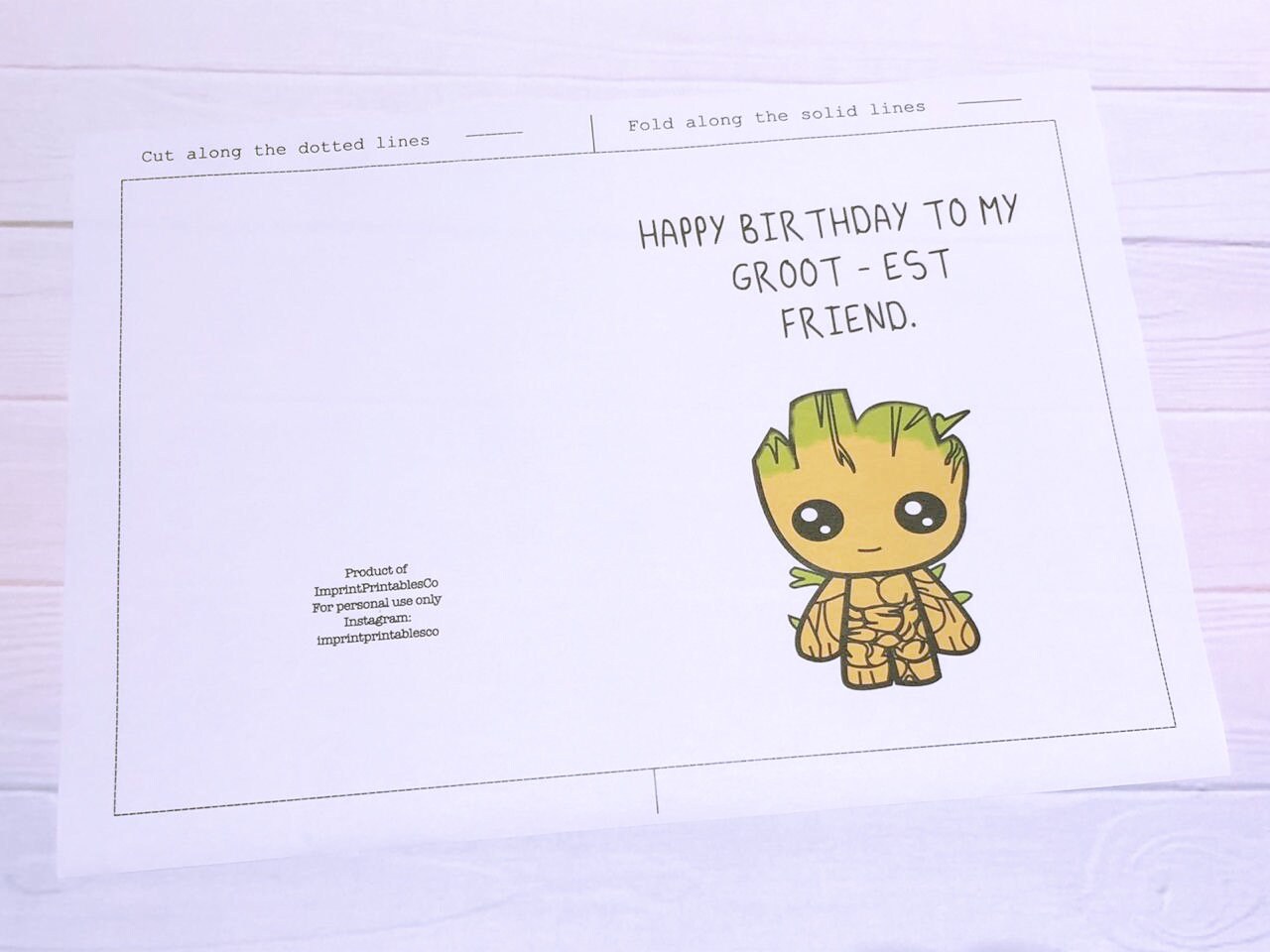 Friend Birthday Card, Printable, Best Friend, Groot Marvel Themed ...