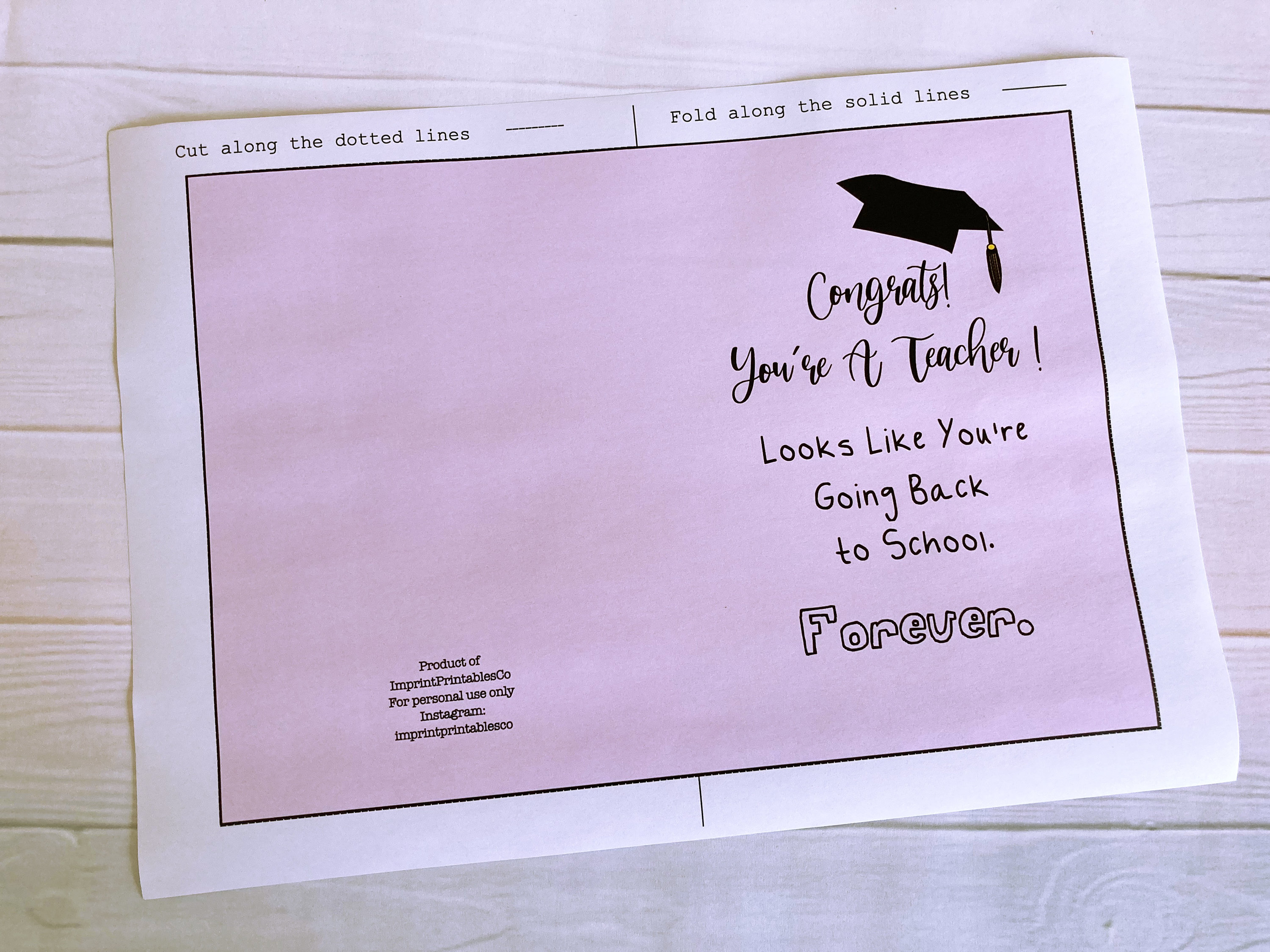 Printable Teacher Graduation Card , Printable Teaching Student ...