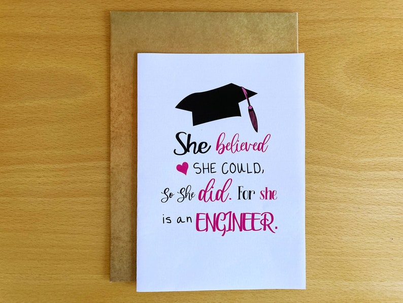 Printable Engineer Graduation Card, Engineering Graduate, She Believed ...