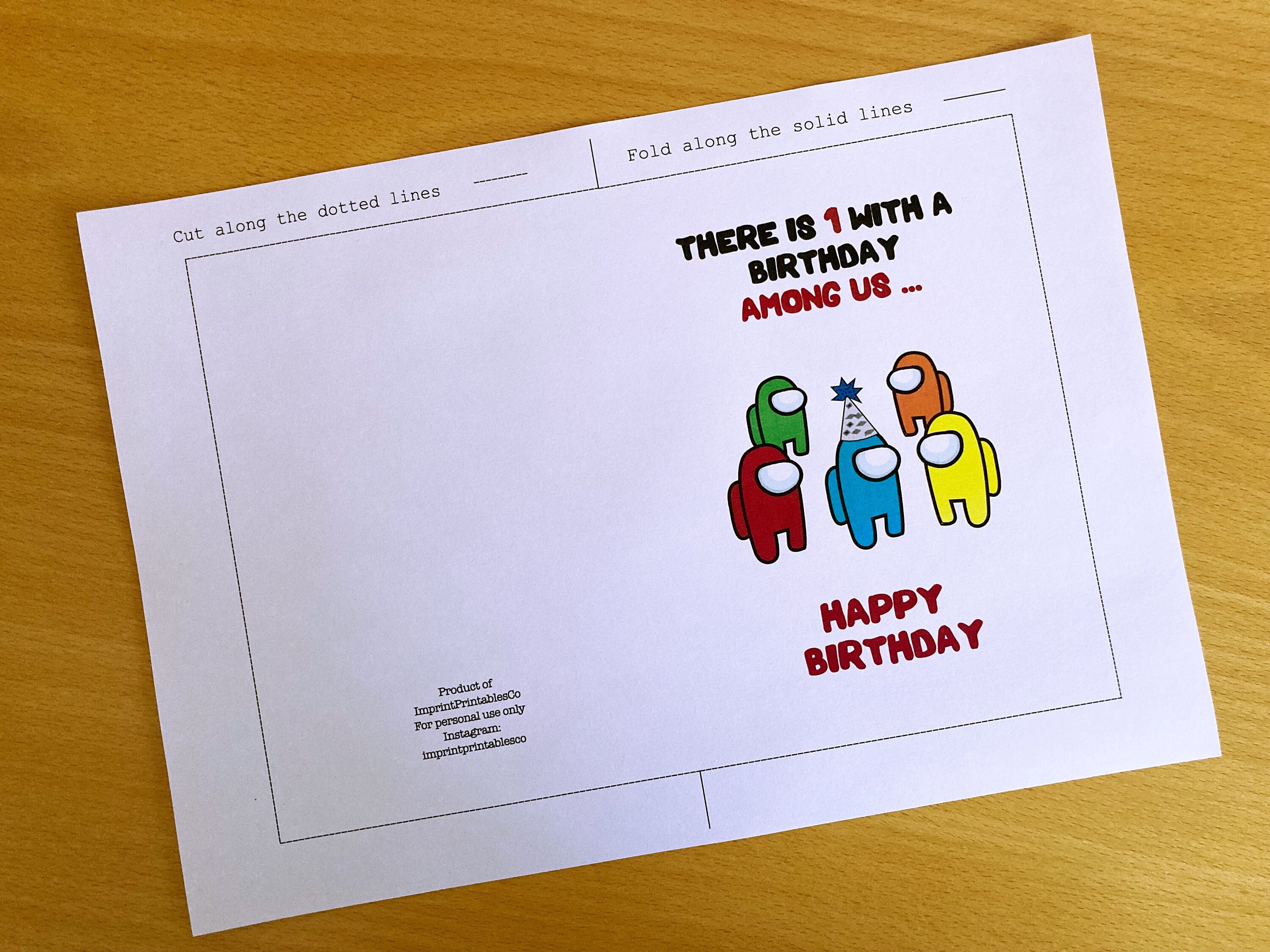 Printable Among Us Birthday Card, Instant Download, Among Us Birthday ...