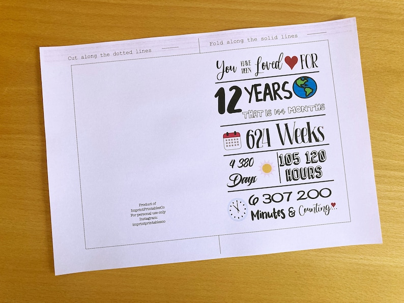 Printable 12th Birthday Card, 12th Birthday, Instant Download, Been ...