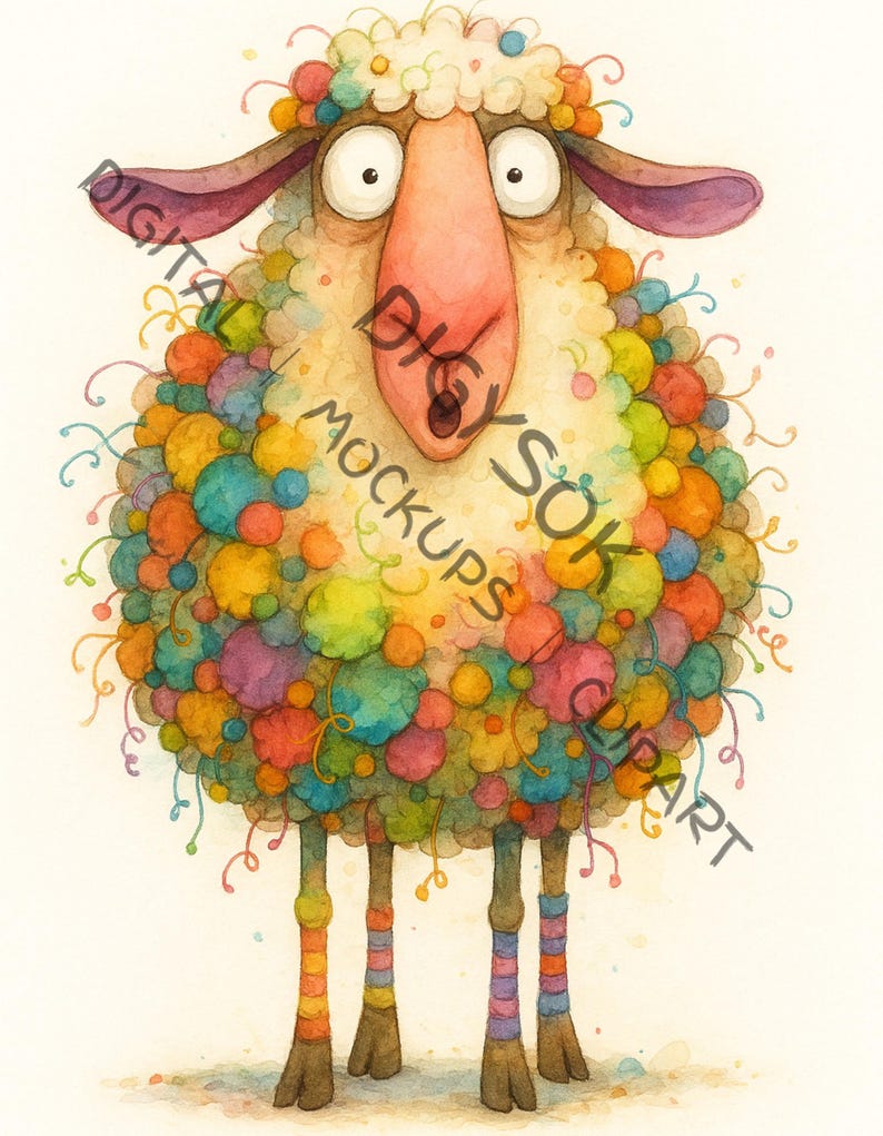 10 Original Sheep Clipart Images, Watercolor JPG, Junk Journaling ...