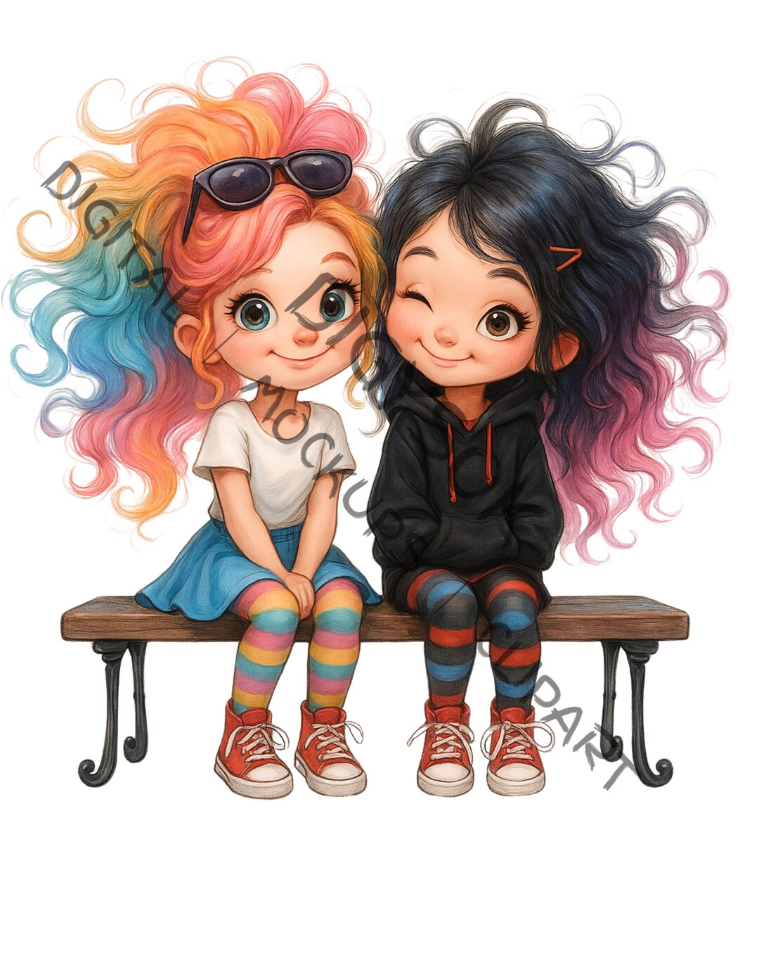 10 Original JPG Images of Cute Sisters Clipart, Commercial Use ...