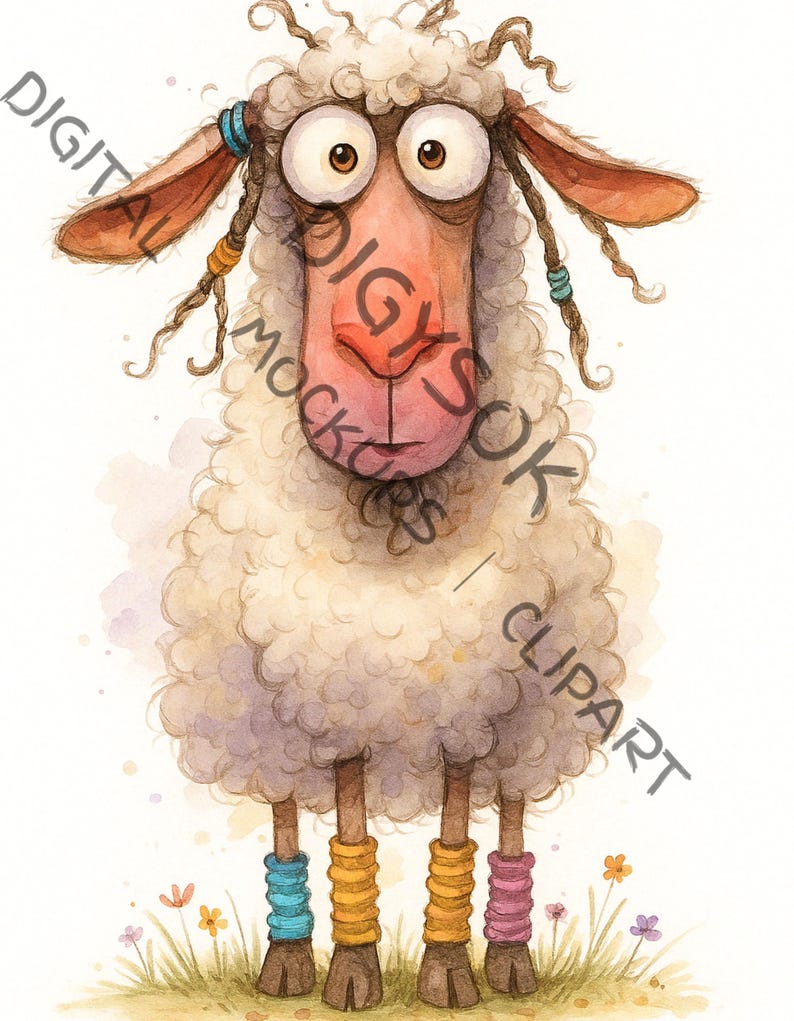10 Original Sheep Clipart Images, Watercolor JPG, Junk Journaling ...