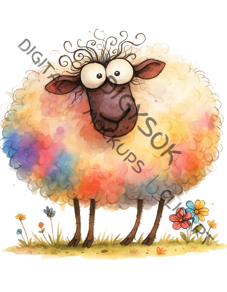 10 Original Sheep Clipart Images, Watercolor JPG, Junk Journaling ...