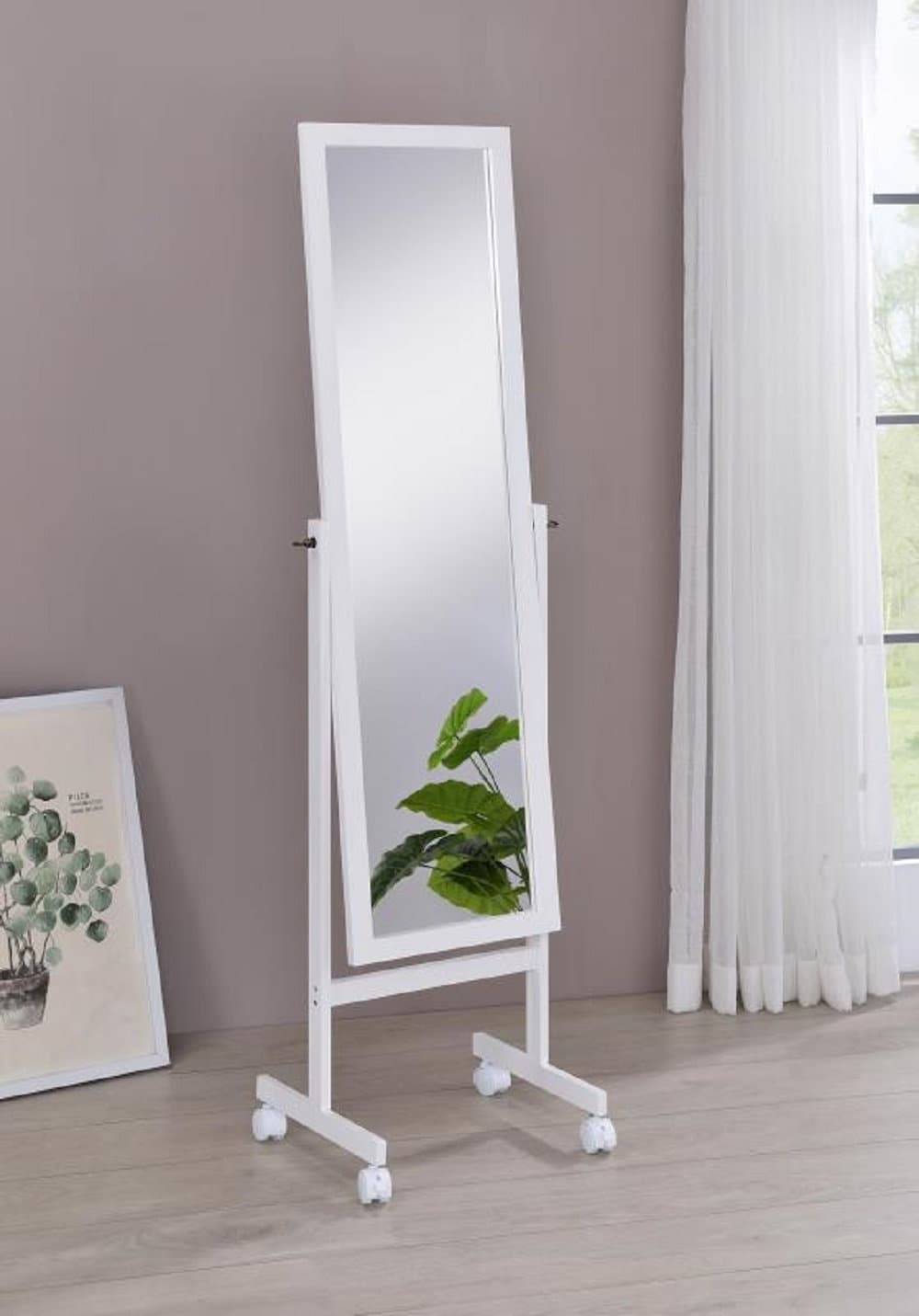 Freestanding Mirror With Wheels Solid Pine Wood - Etsy