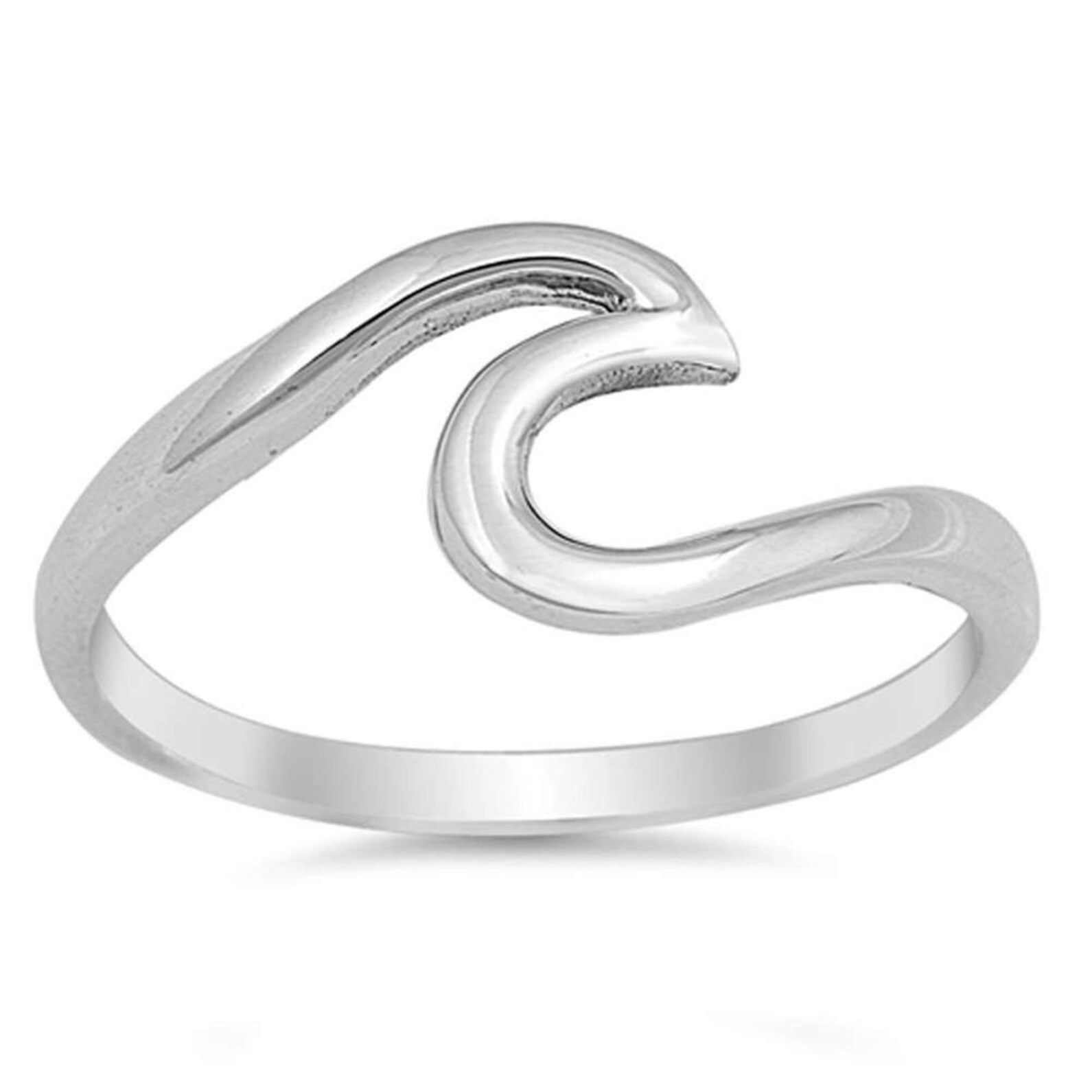 Wave Swirl Ring Round 925 Sterling Silver wave band pure | Etsy