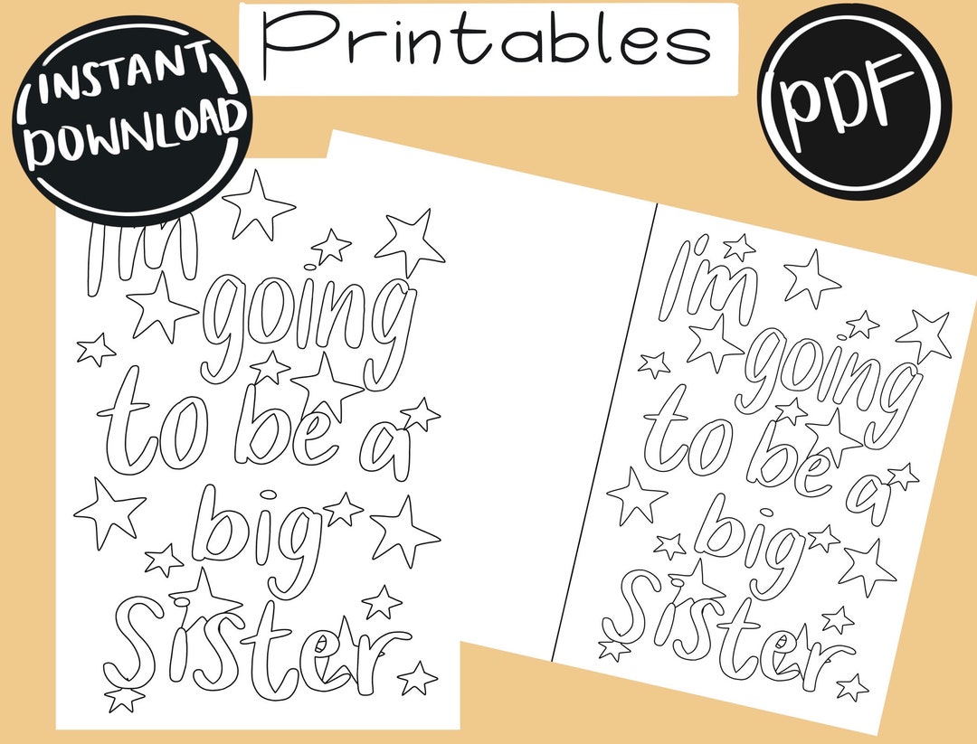 I'm Going to Be a Big Sister Coloring Card Page// Kids Sister Colouring ...