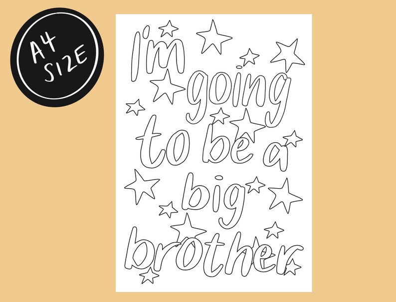 I'm Going to Be a Big Brother Coloring Card Printable, Kids Colouring ...