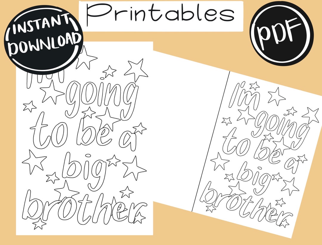I'm Going to Be a Big Brother Coloring Card Printable, Kids Colouring ...