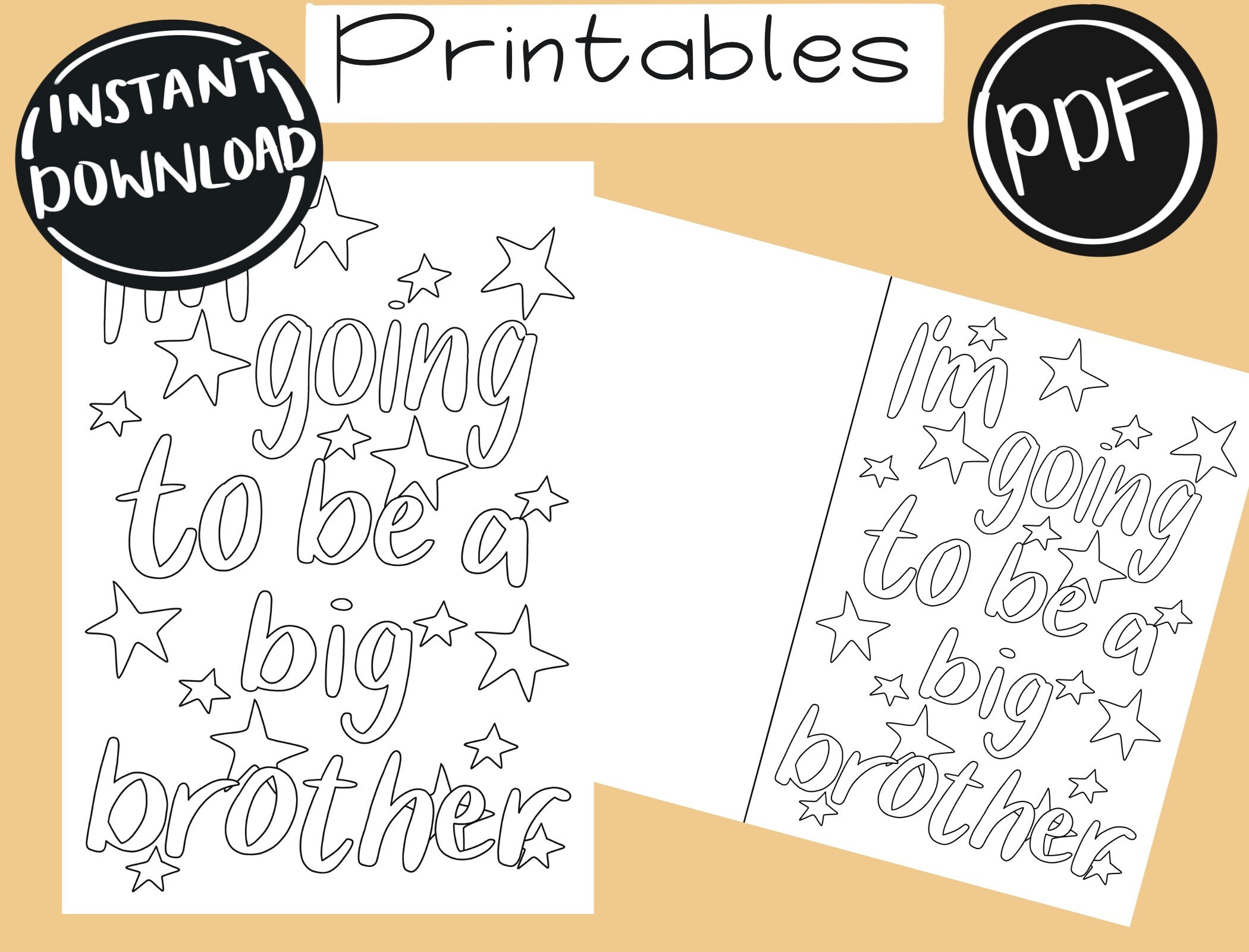 I'm Going to Be a Big Brother Coloring Card Printable, Kids Colouring ...
