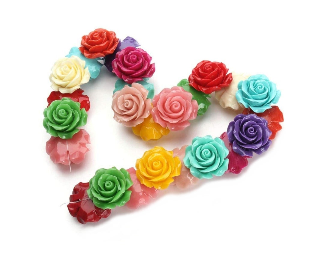 Natural Rose Coral Stone Beadssynthetic Coral Flower Carved - Etsy