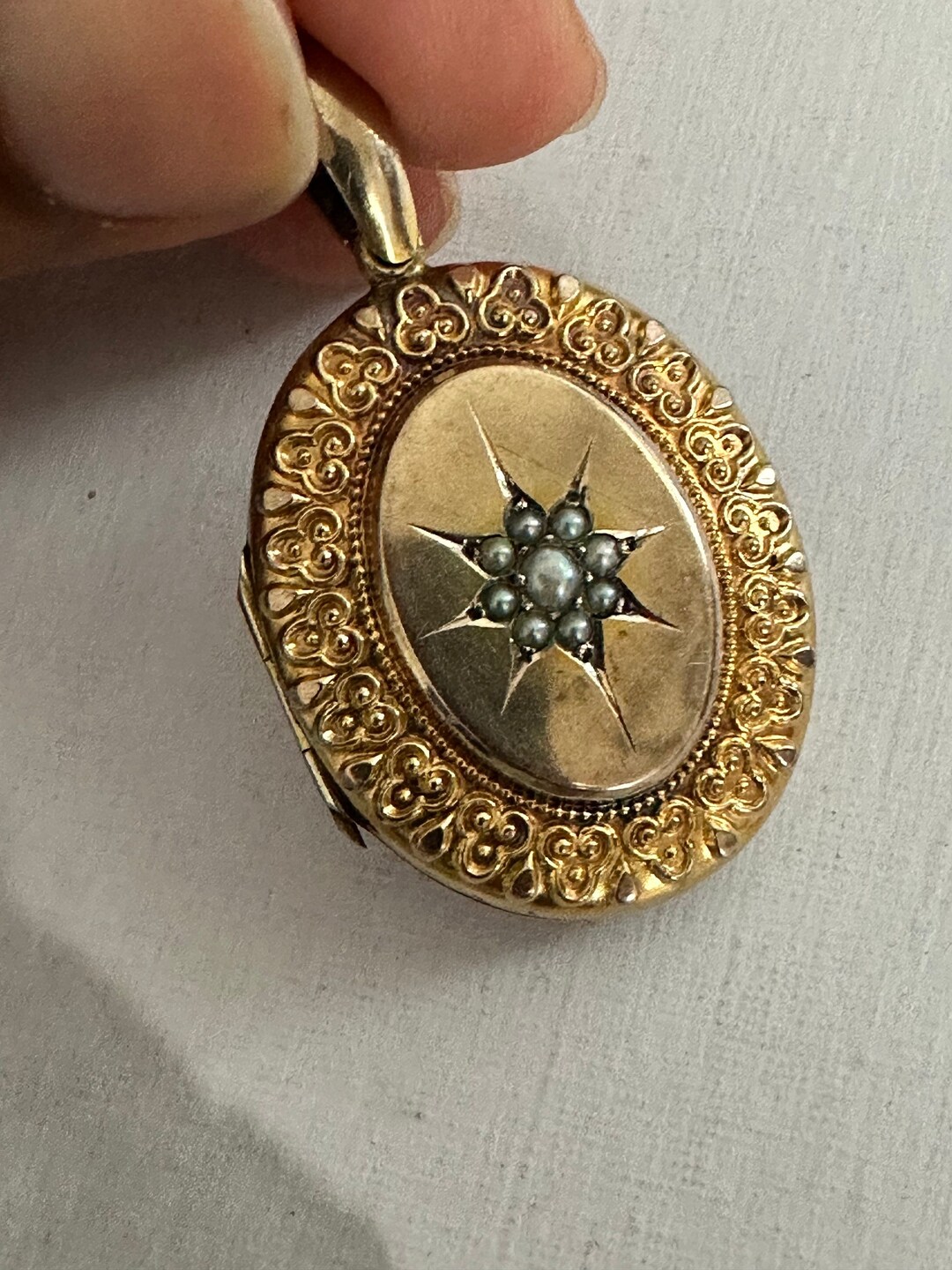 Victorian Collectible Antique 9ct Yellow Gold With Floral Seed Pearl ...