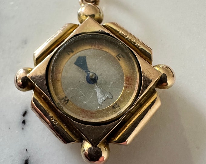 Edwardian Collectible Antique 9ct Yellow Gold Compass Pendant ...
